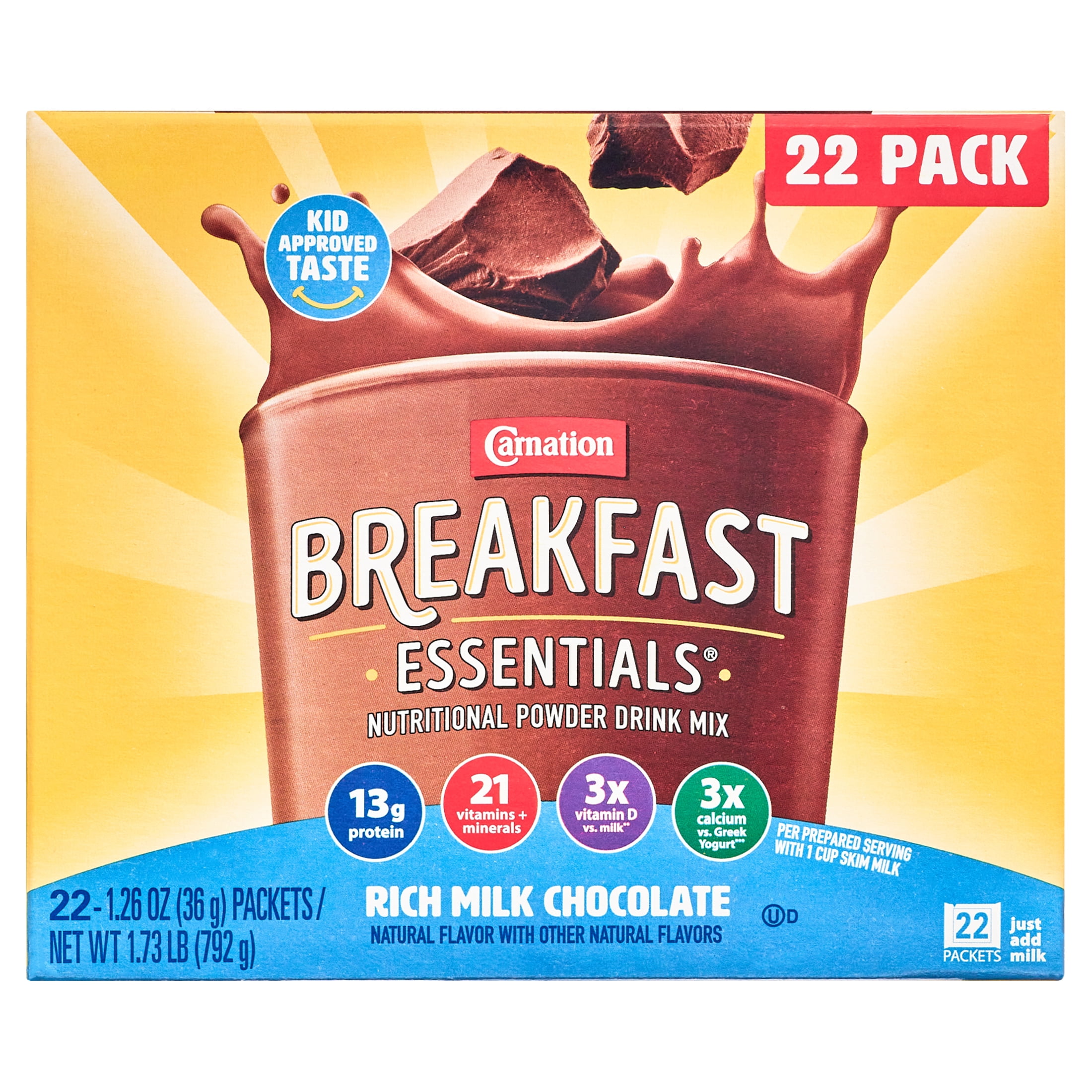 Carnation Breakfast Essentials Nutritional Powder Drink Mix, Rich Milk ...