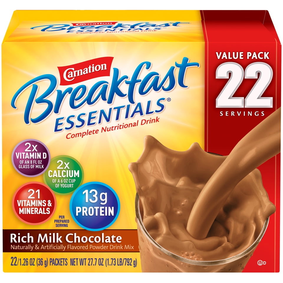 Carnation Breakfast Essentials Nutritional Powder Drink Mix, Rich Milk ...