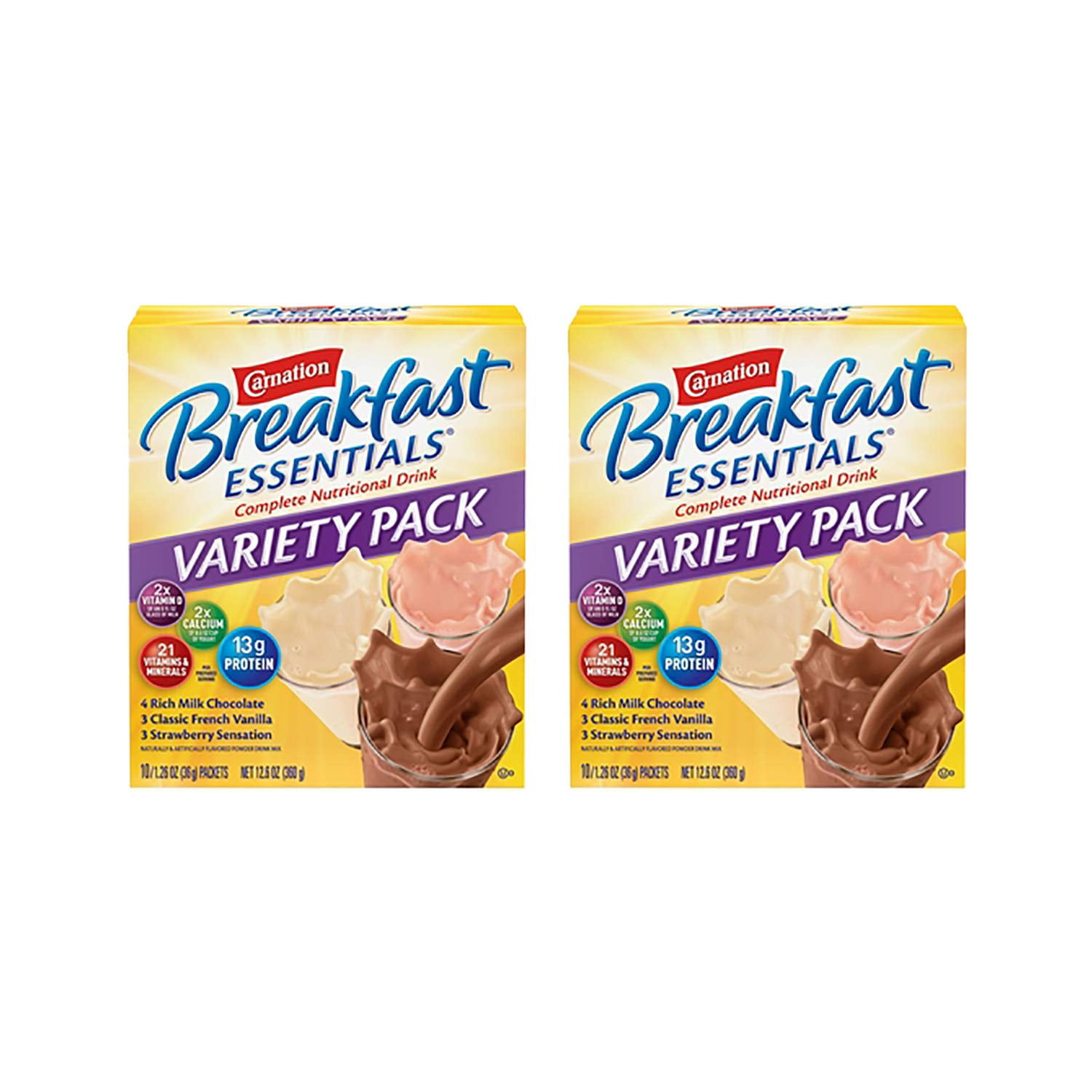 Carnation Breakfast Essentials Powder TSF6 Drink Mix Variety Pack ...