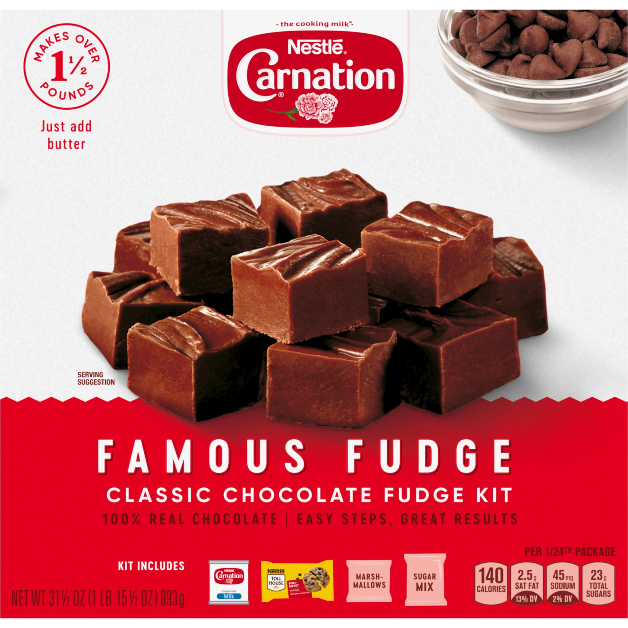 Carnation Homemade Classic Chocolate Fudge Mix Kit with Milk, 31.5 oz ...