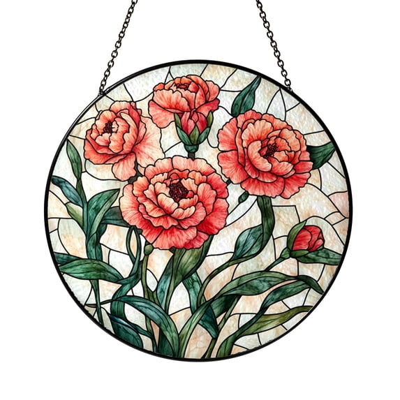 Carnation Flower Botanical Garden Stained Glass Style Window Suncatcher ...