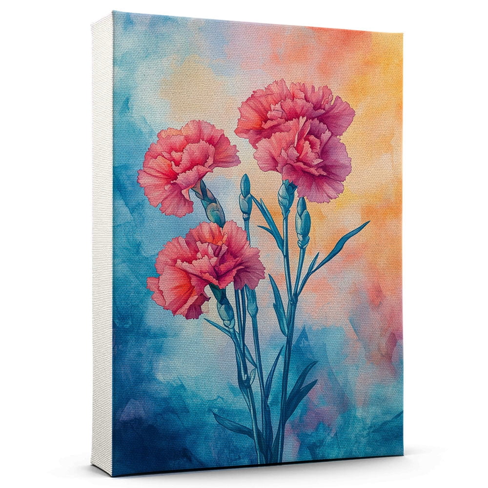 Carnation Flower Canvas Wall Art 8x12 inches - Classic Vintage ...