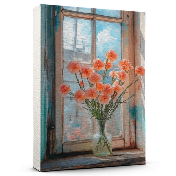 Carnation Flower Canvas Wall Art 8x12 inches - Elegant Neutral Floral ...