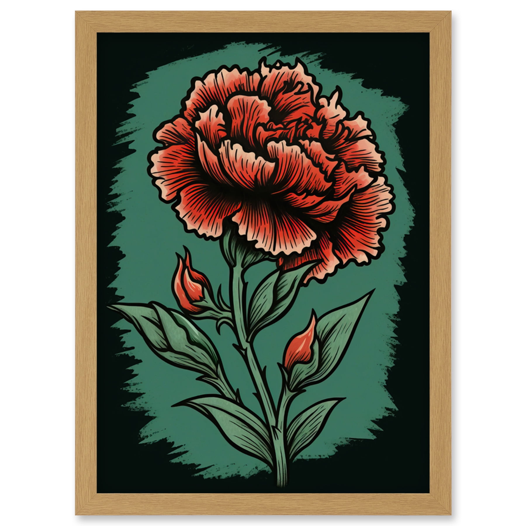 Carnation Flower Old School Tattoo Ink Body Art Rockabilly Americana ...