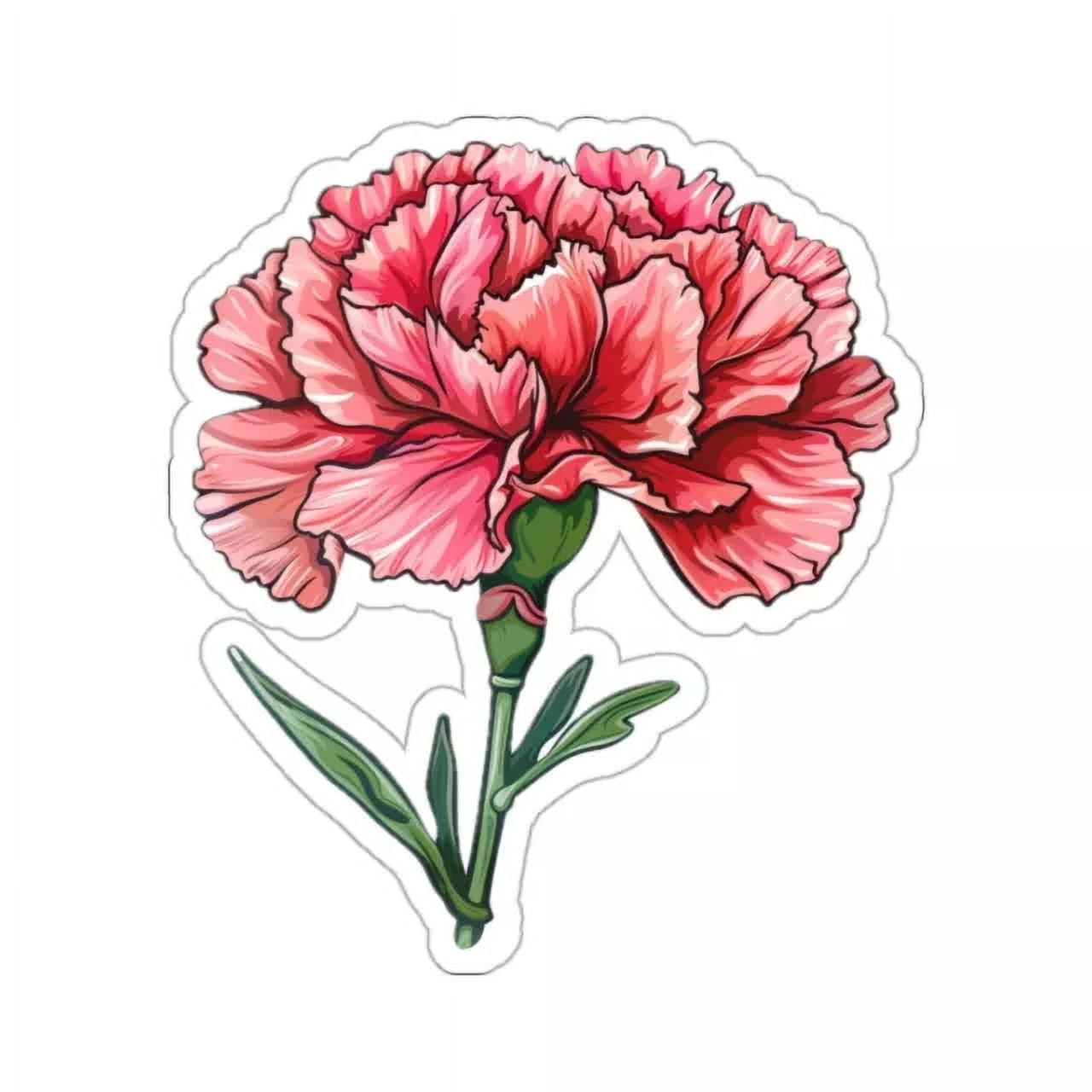 Carnation Flower Realistic Beauty Nature Artwork Kiss Cut Sticker Vinyl ...