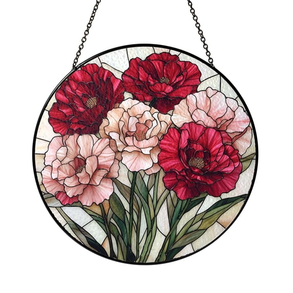 Carnation Flower Stained Glass Style Suncatcher, Fantasy Floral Window ...