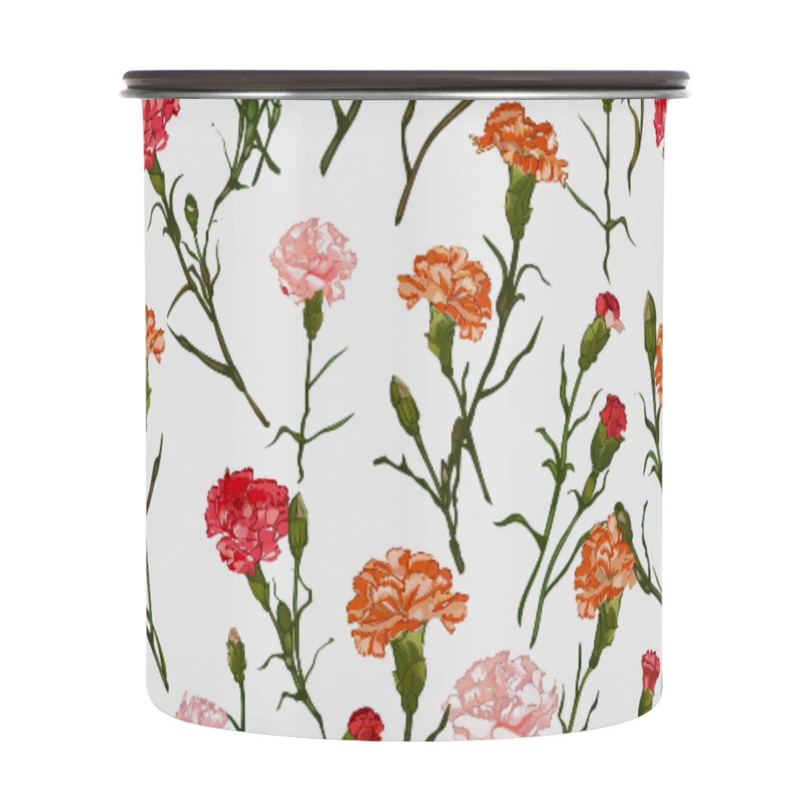 Carnation Flowers Floral Airtight Coffee Bean Canister 30oz Food ...