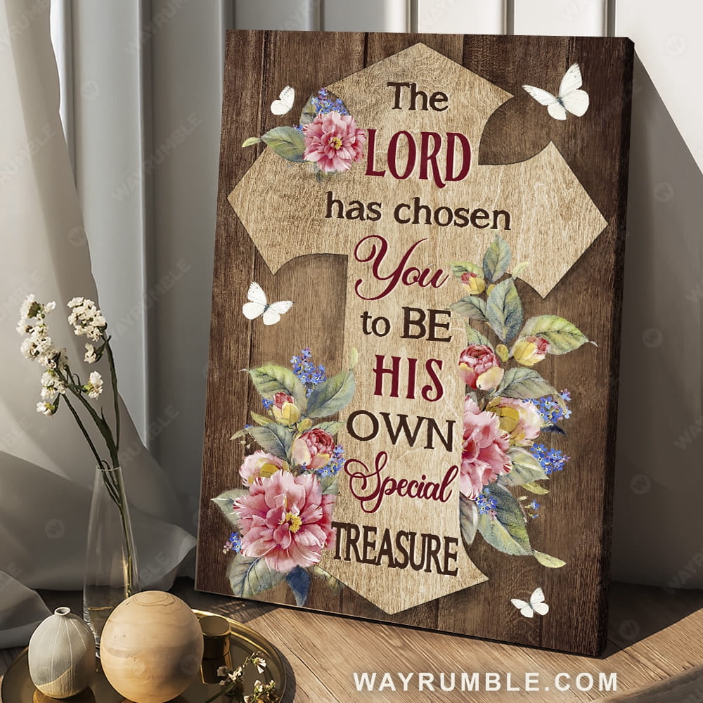 Carnation Flowers Wooden Cross White Butterfly The Lord Has Chosen You ...