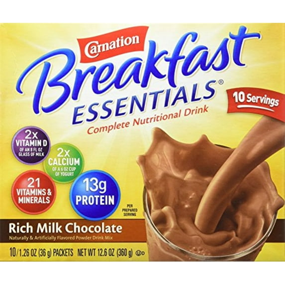 Carnation Breakfast Essentials Powder, Rich Milk Chocolate Mix, Pack of ...