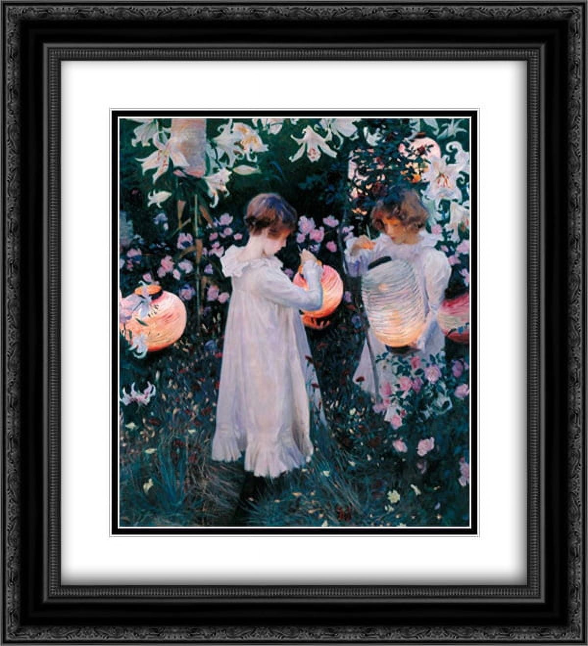 Carnation, Lily, Lily, Rose, 1885 2x Matted 20x22 Black Ornate Framed ...