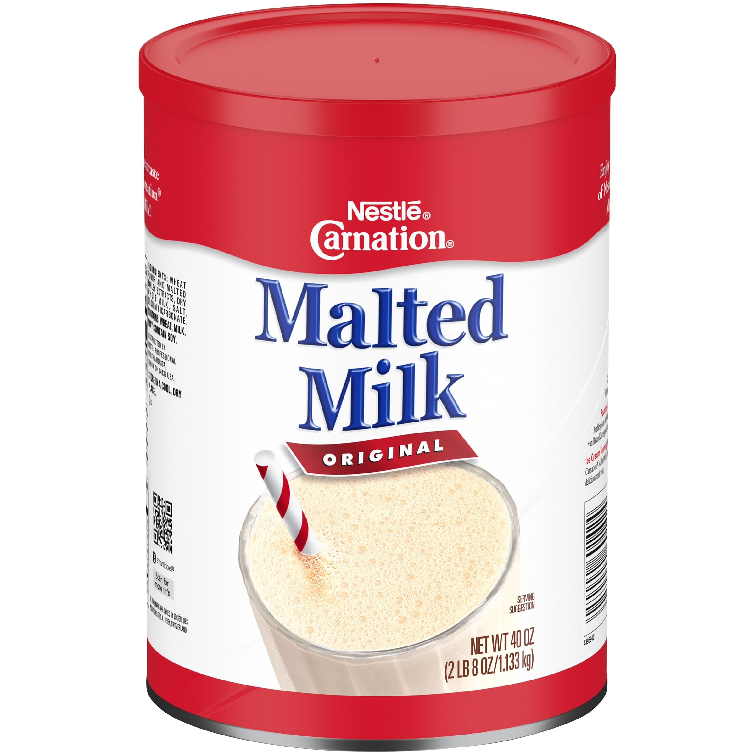 Carnation Malted Milk, 40 Ounce Can (Dry Shelf Stable Malted Milk, Great for Baking, Shakes ...