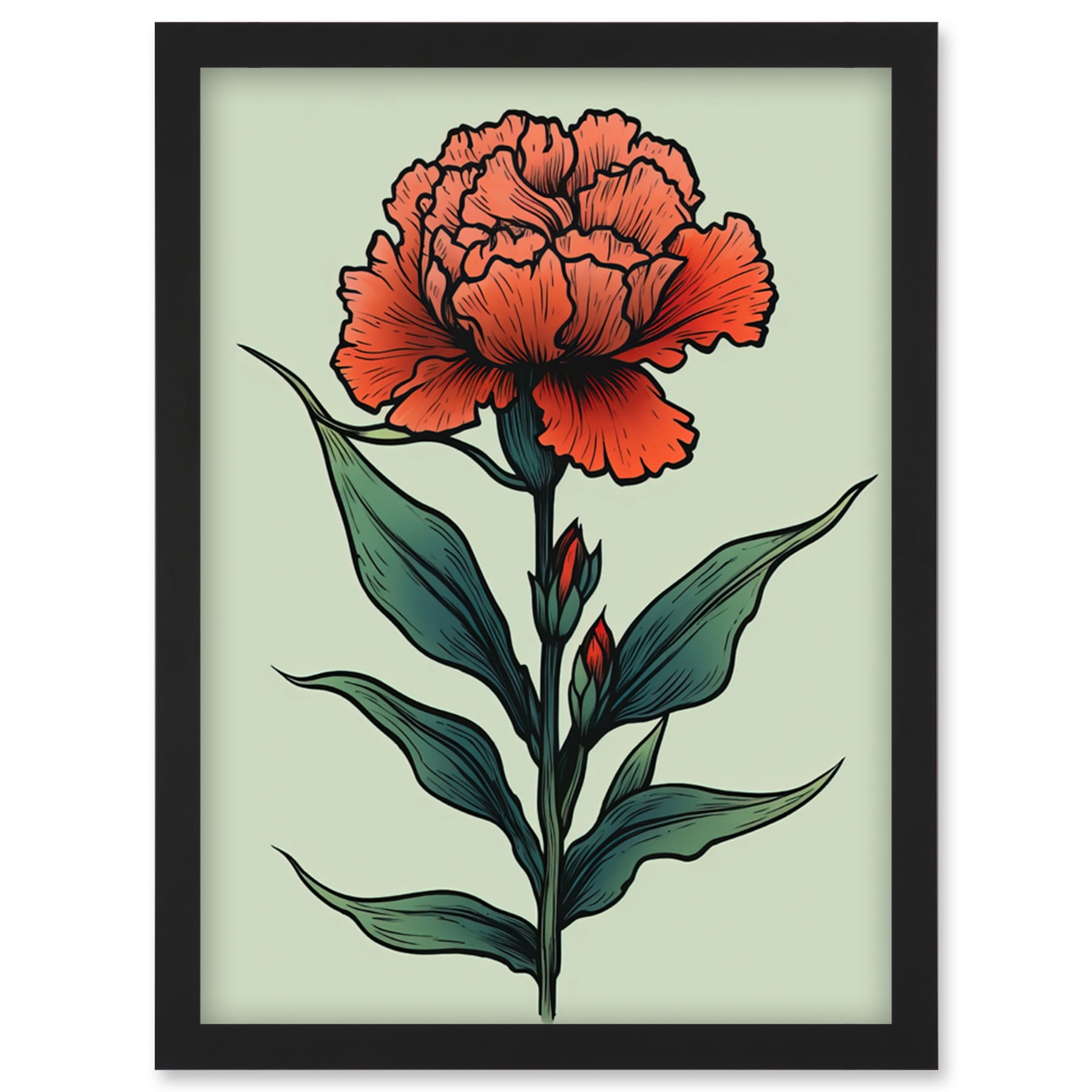 Carnation Old School Flower Tattoo Ink Body Art Rockabilly Americana ...