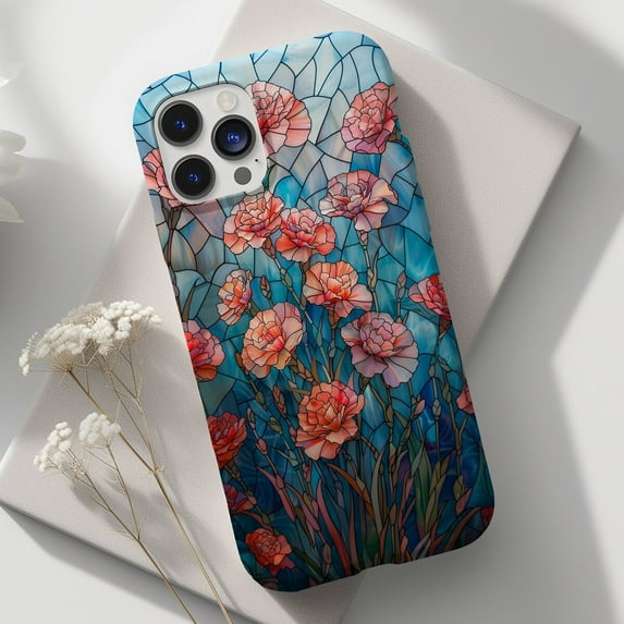 Carnation Summer Stained Glass Mosaic Phone Case 17 16 15 14 13 12 11 ...