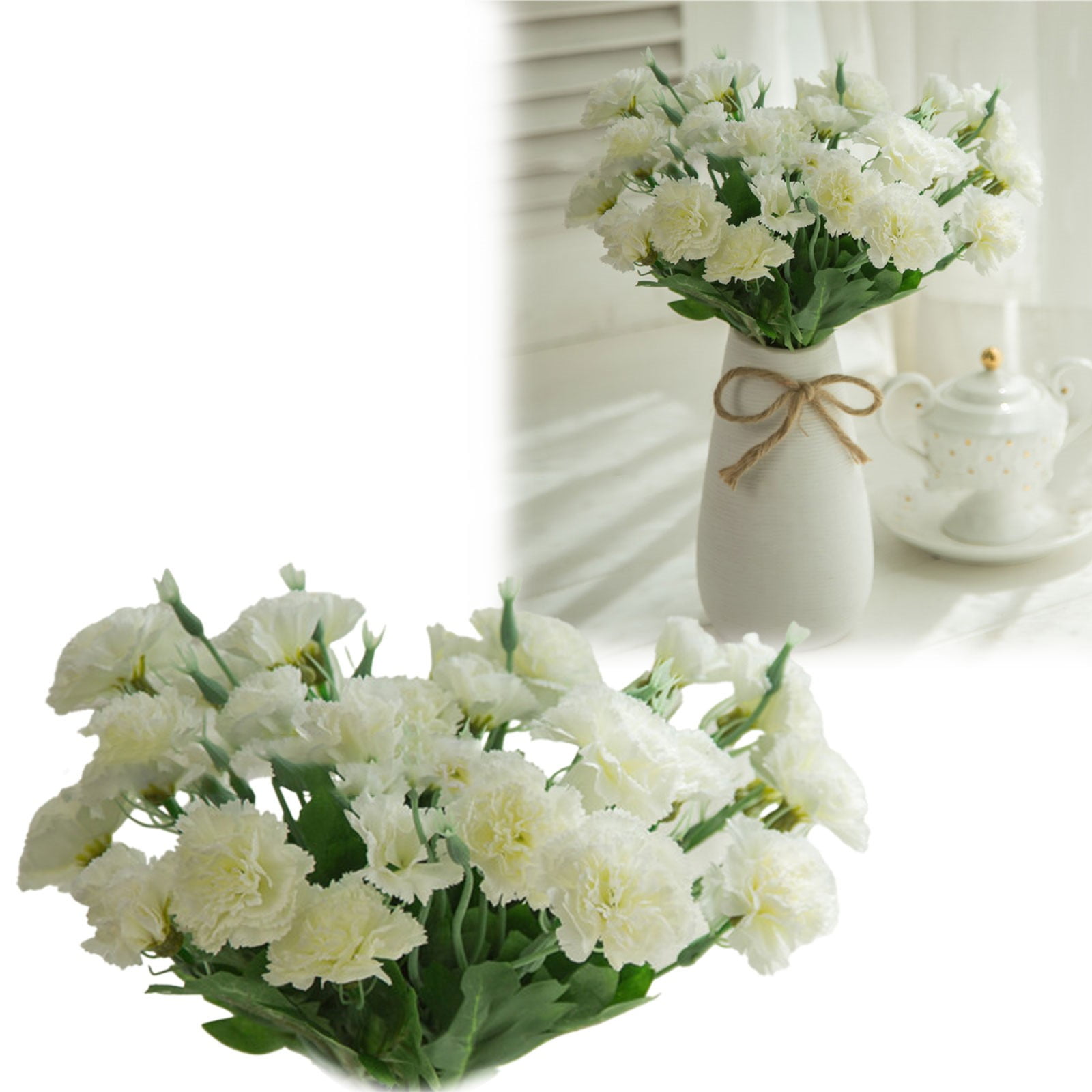Carnations Flowers 10 Heads White Carnations Artificial Flowers Silk ...
