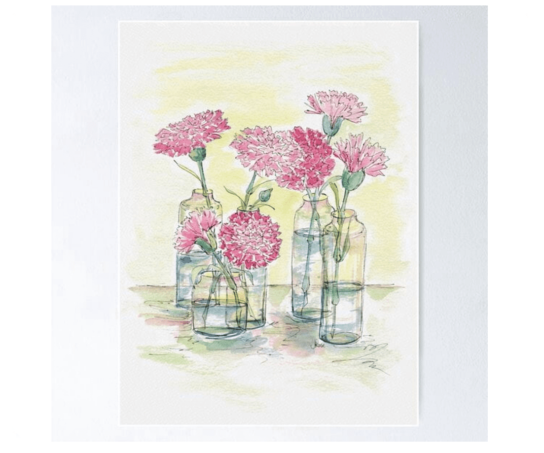 Carnations Still Life Poster Home Decor Office Wall Art Living Room ...