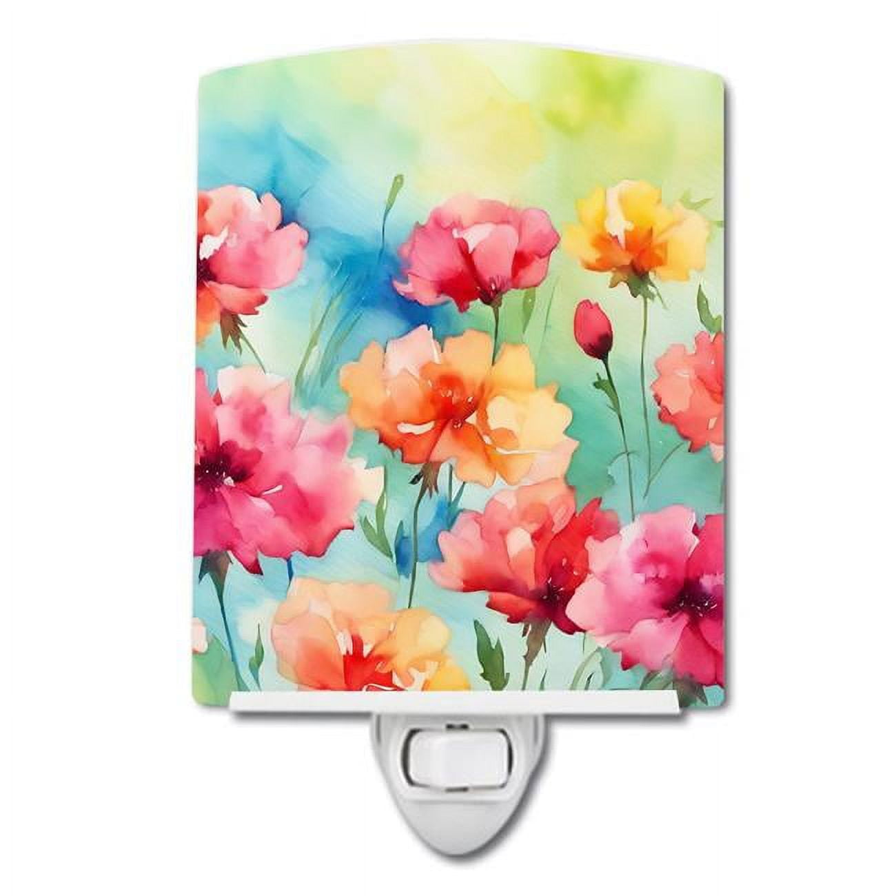 Carnations in Watercolor Ceramic Night Light 4 in x 6 in - Walmart.com
