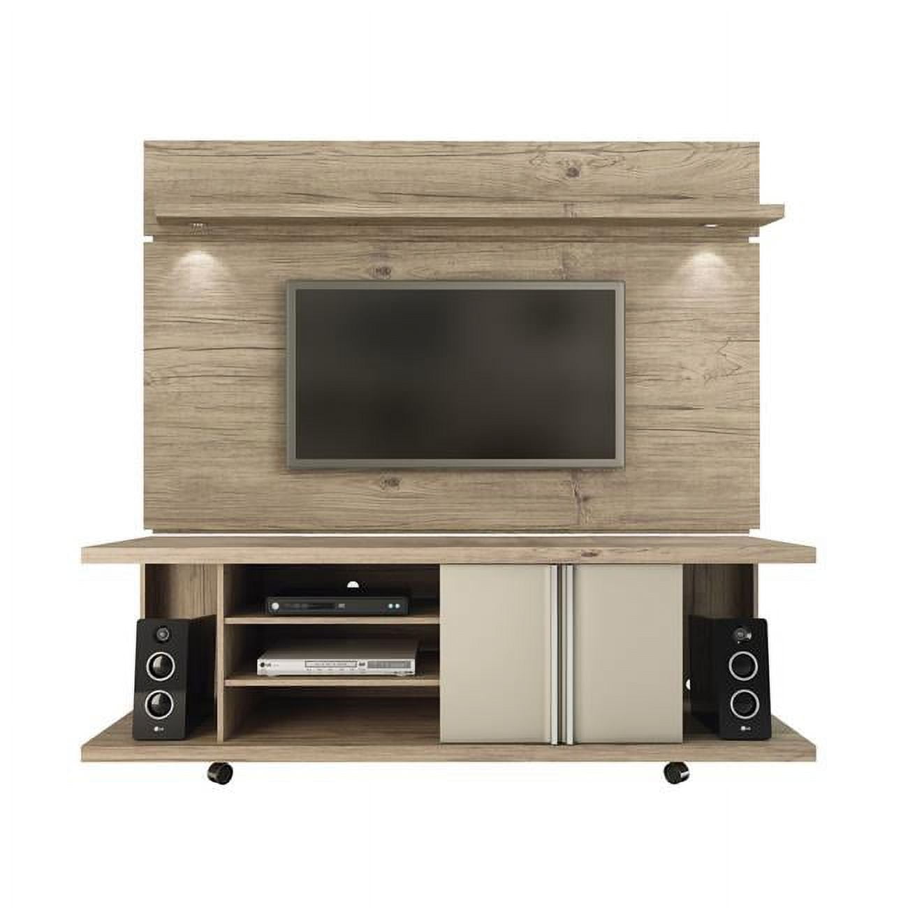 Carnegie TV Stand and Park 1.8 Floating Wall TV Panel with LED Lights ...
