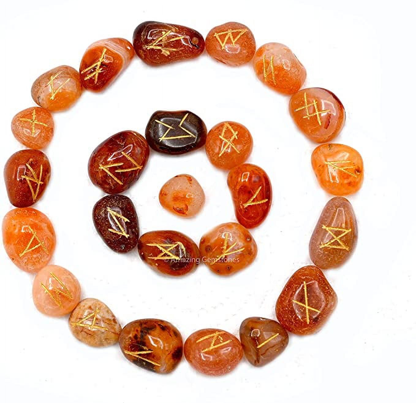 Carnelian Crystal Runes Stone Set Elder Futhark - Walmart.com