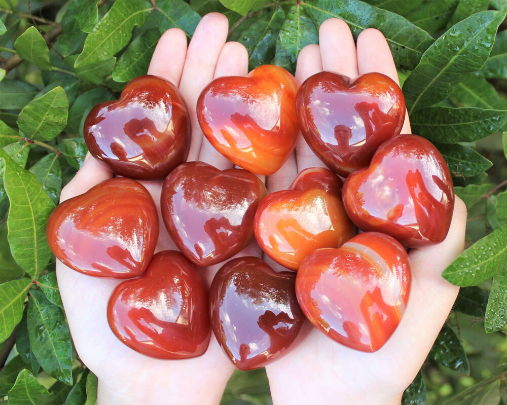 Carnelian Heart Stone: LARGE 1.5 - 1.75" (Crystal Gemstone Heart, Palm ...