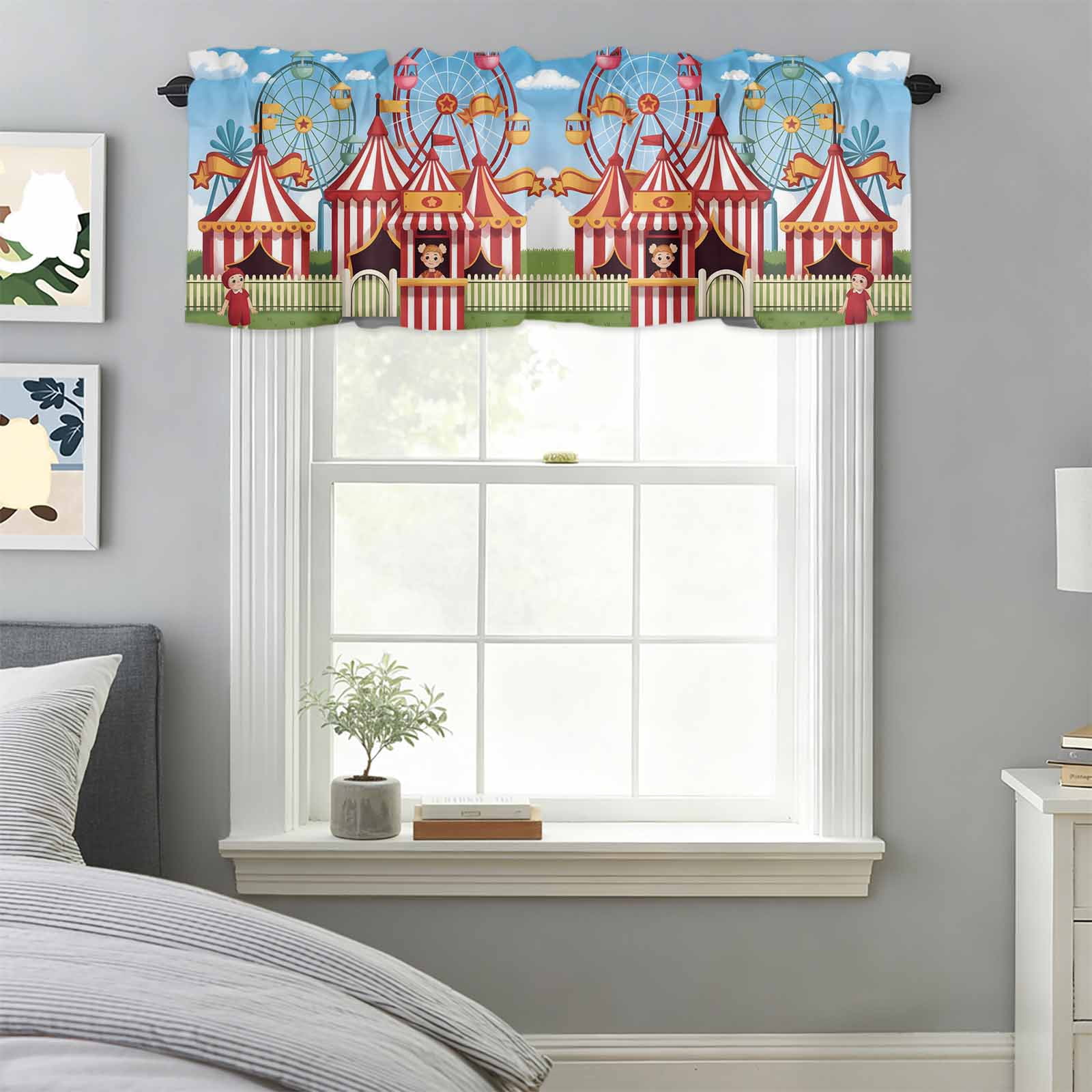 Carnival Amusement Park Valances for Windows,Rod Pocket Valance for ...