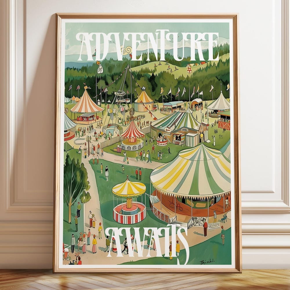 Carnival Art Print - Retro Funfair Wall Decor Family Fun Art Room Decor ...