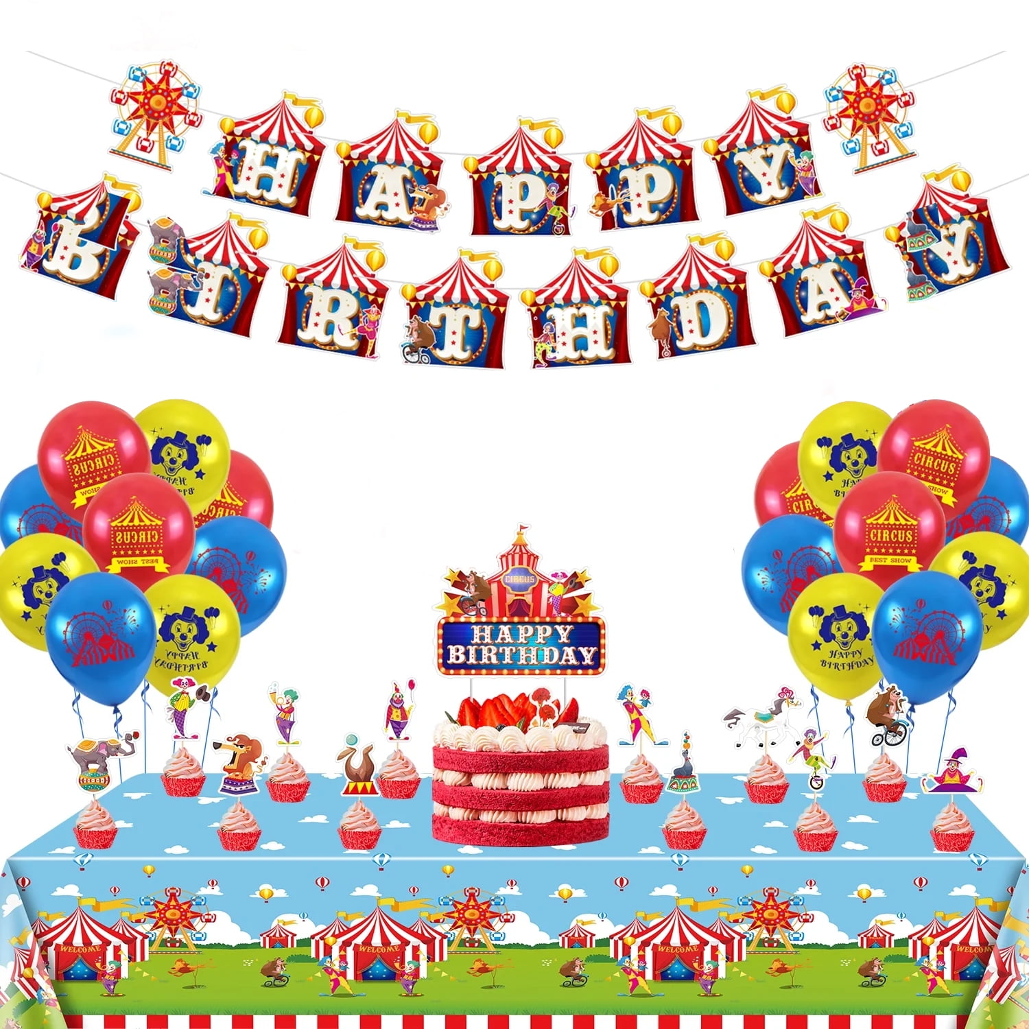 Carnival Birthday Party Decorations, Includes Circus Happy Birthday ...