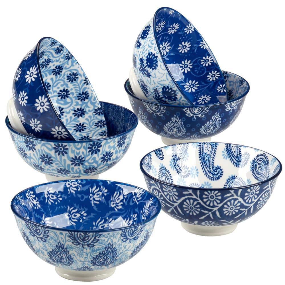 Carnival Blue 12.46 fl. oz. Multi-Colored Porcelain Bowls (Set of 6 ...