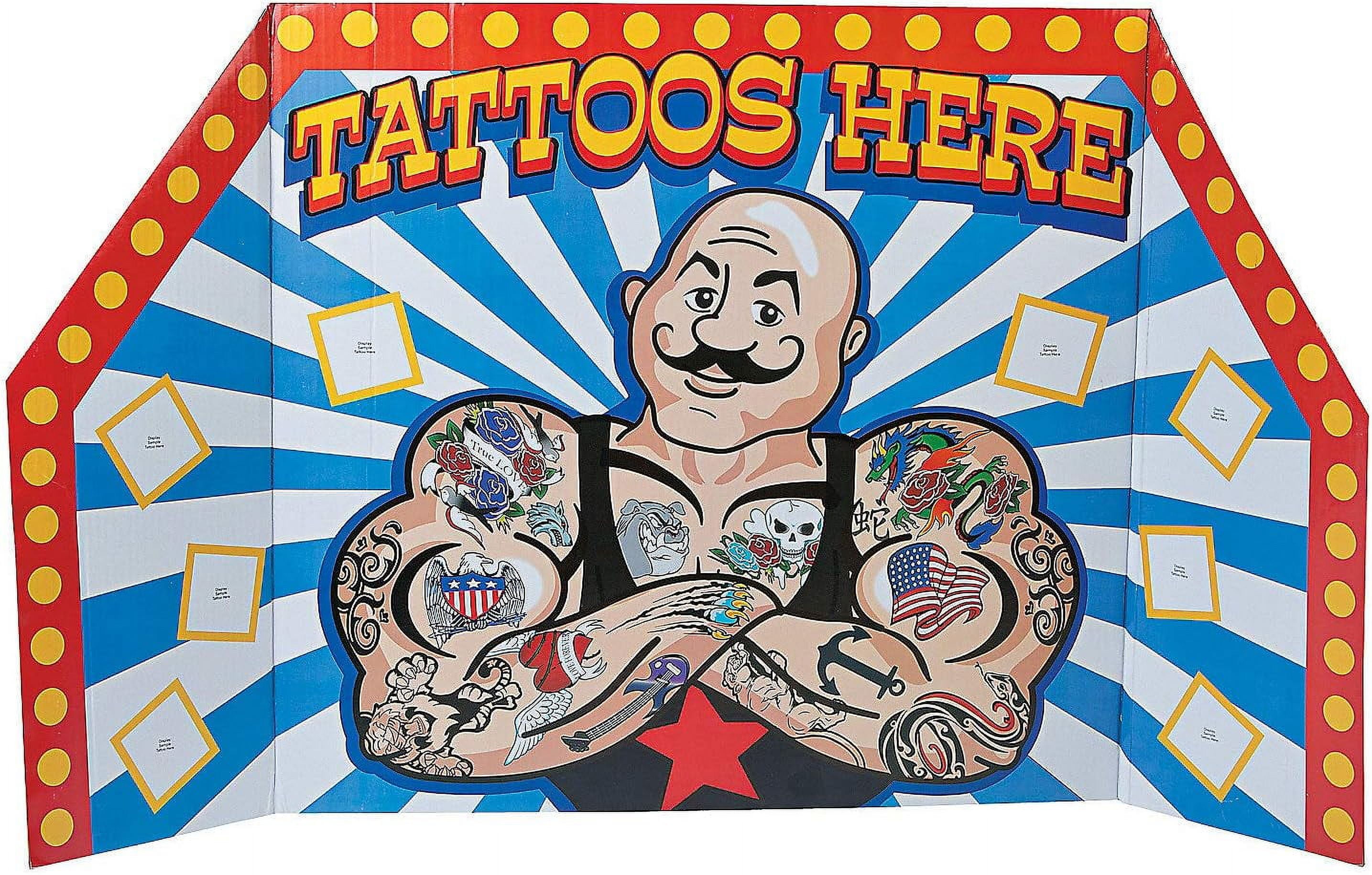 Carnival Cardboard Tattoo Booth Stand up, Vintage Circus Party Decor ...