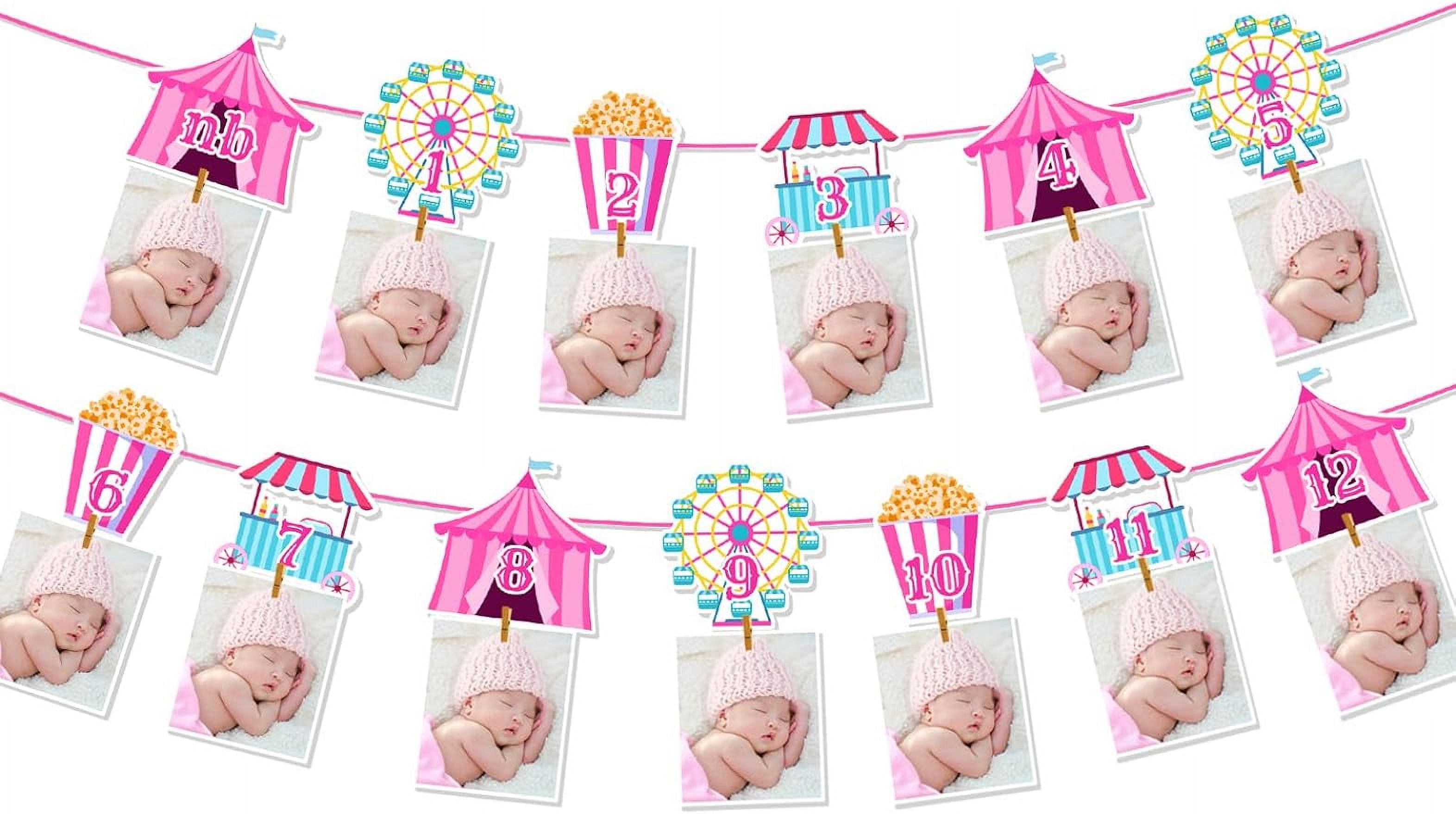 Carnival Circus 1st Birthday Photo Banner for Baby Newborn to 12 Months ...
