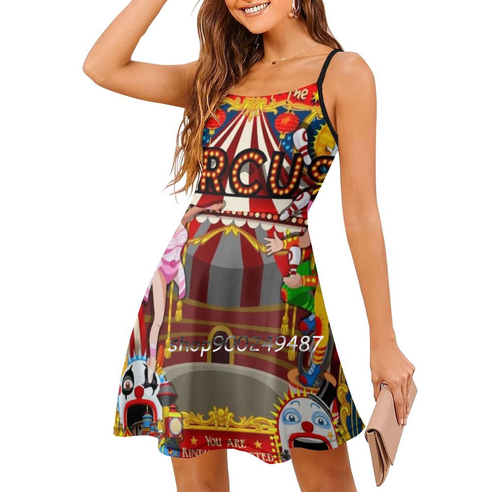 Carnival Circus Amusement Family Theme Park Illustration Flare Dress ...