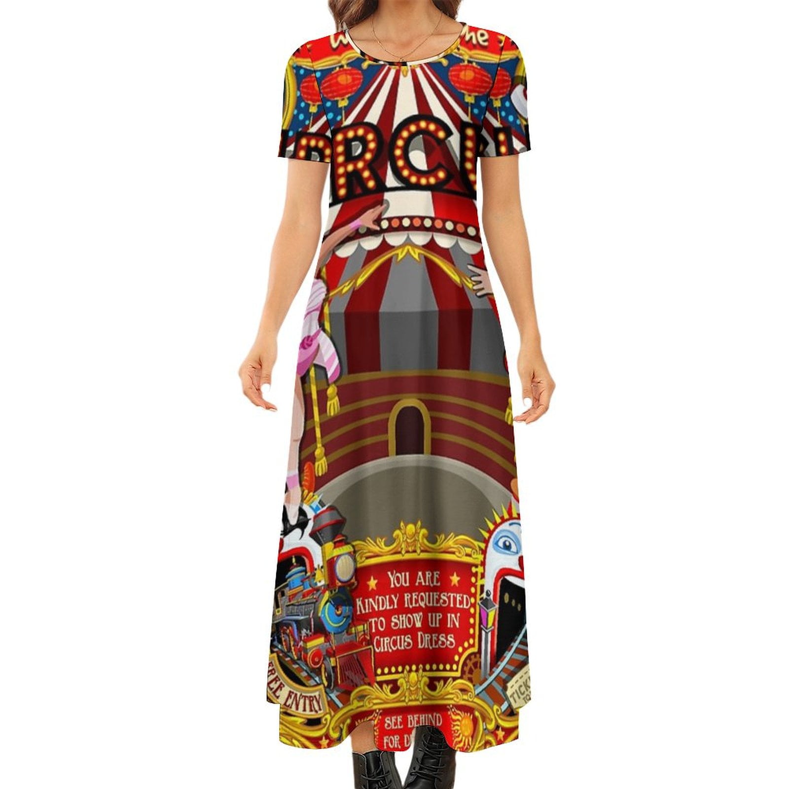 Carnival Circus Amusement Family Theme Park Maxi Dress for Women Crew ...