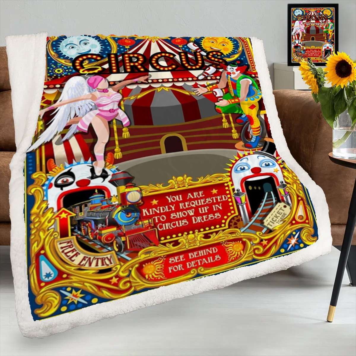 Carnival Circus Amusement Family Theme Park Sherpa Blanket Throw ...