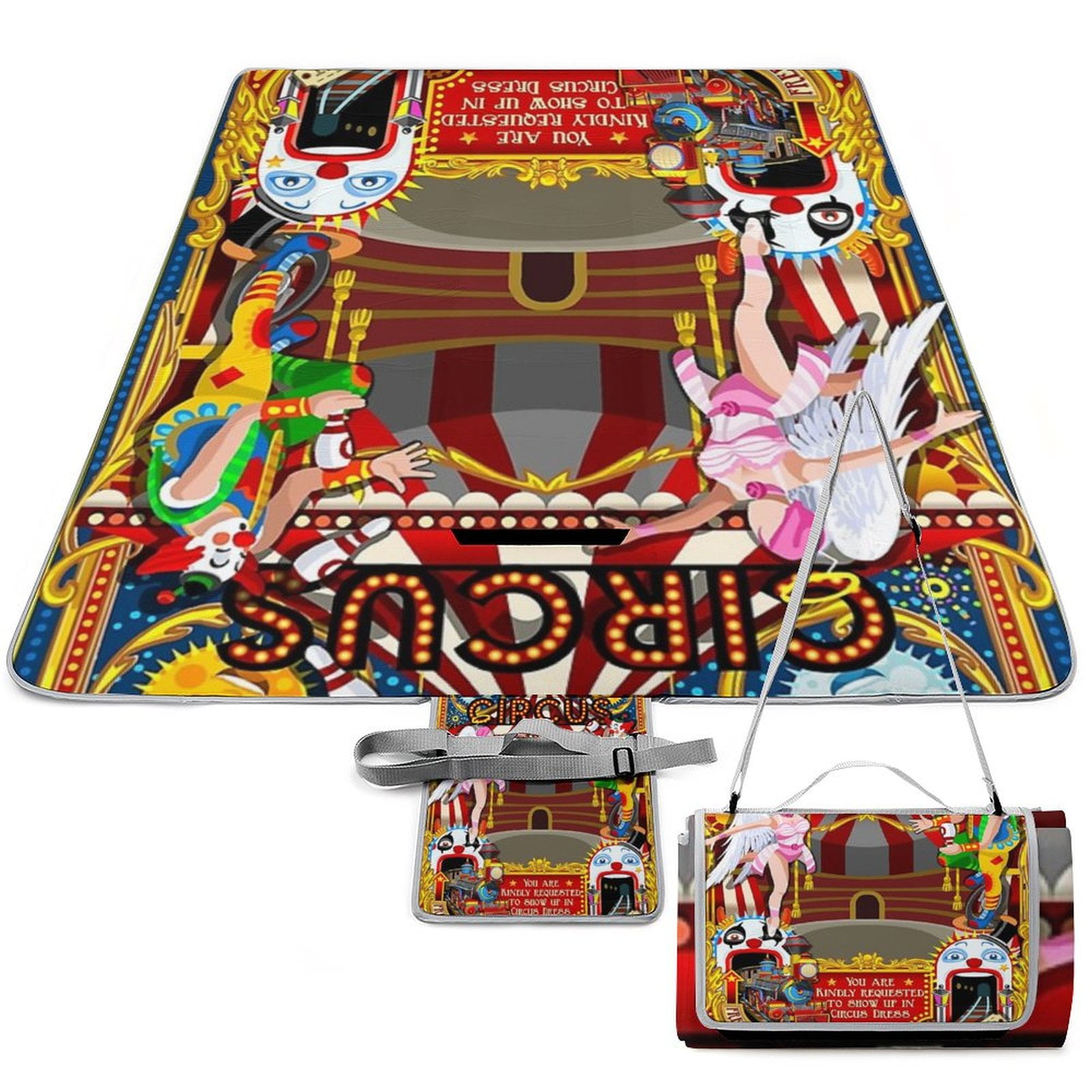 Carnival Circus Amusement Family Theme Park Square Picnic Mat ...