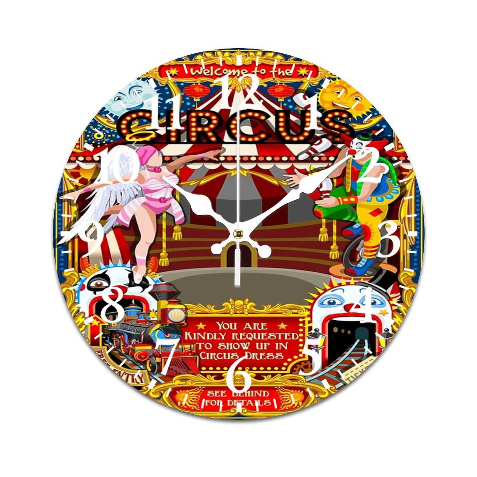 Carnival Circus Amusement Family Theme Park Wall Clock Modern Design ...
