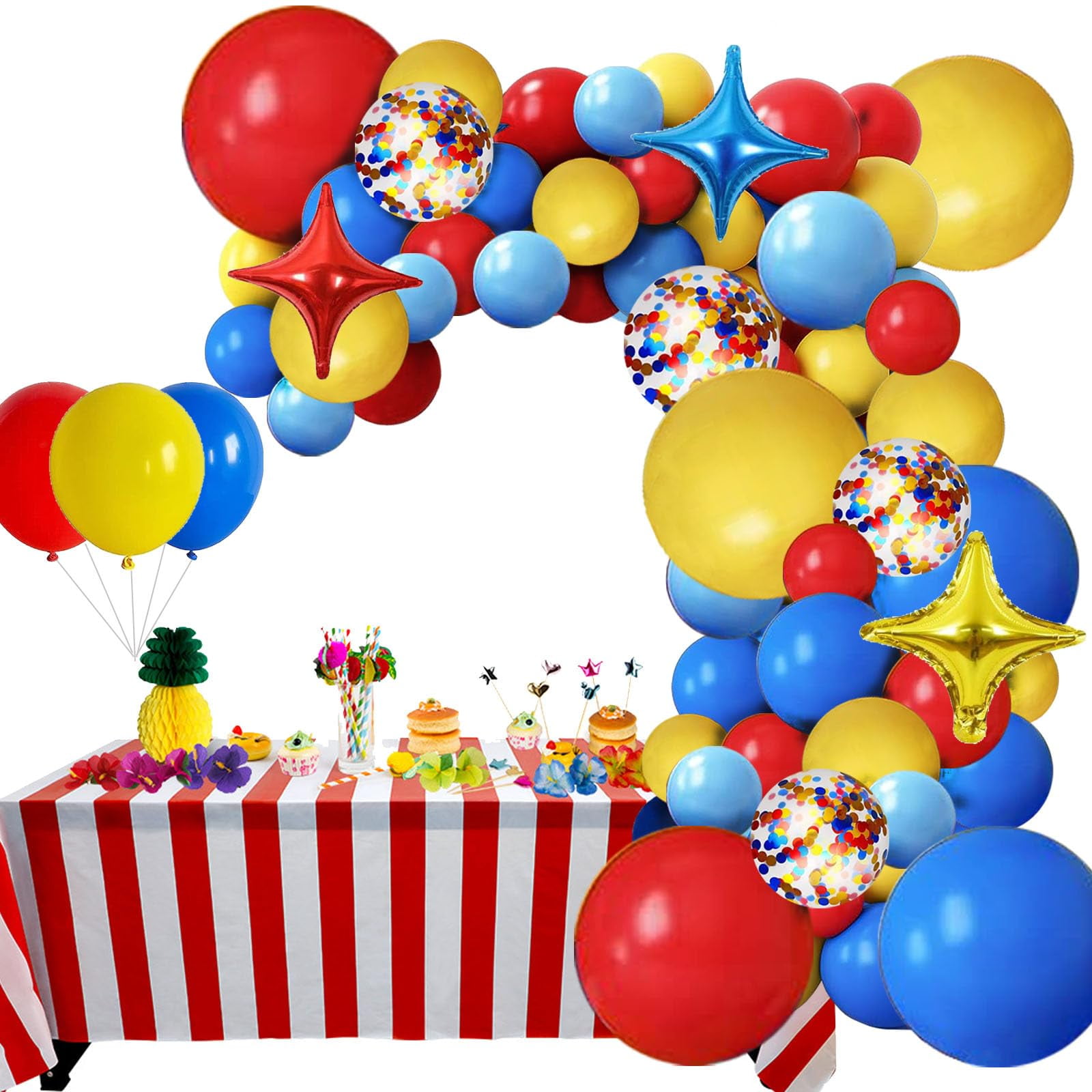 Carnival Circus Balloons Arch Garland Kit,Red Blue Yellow Confetti ...