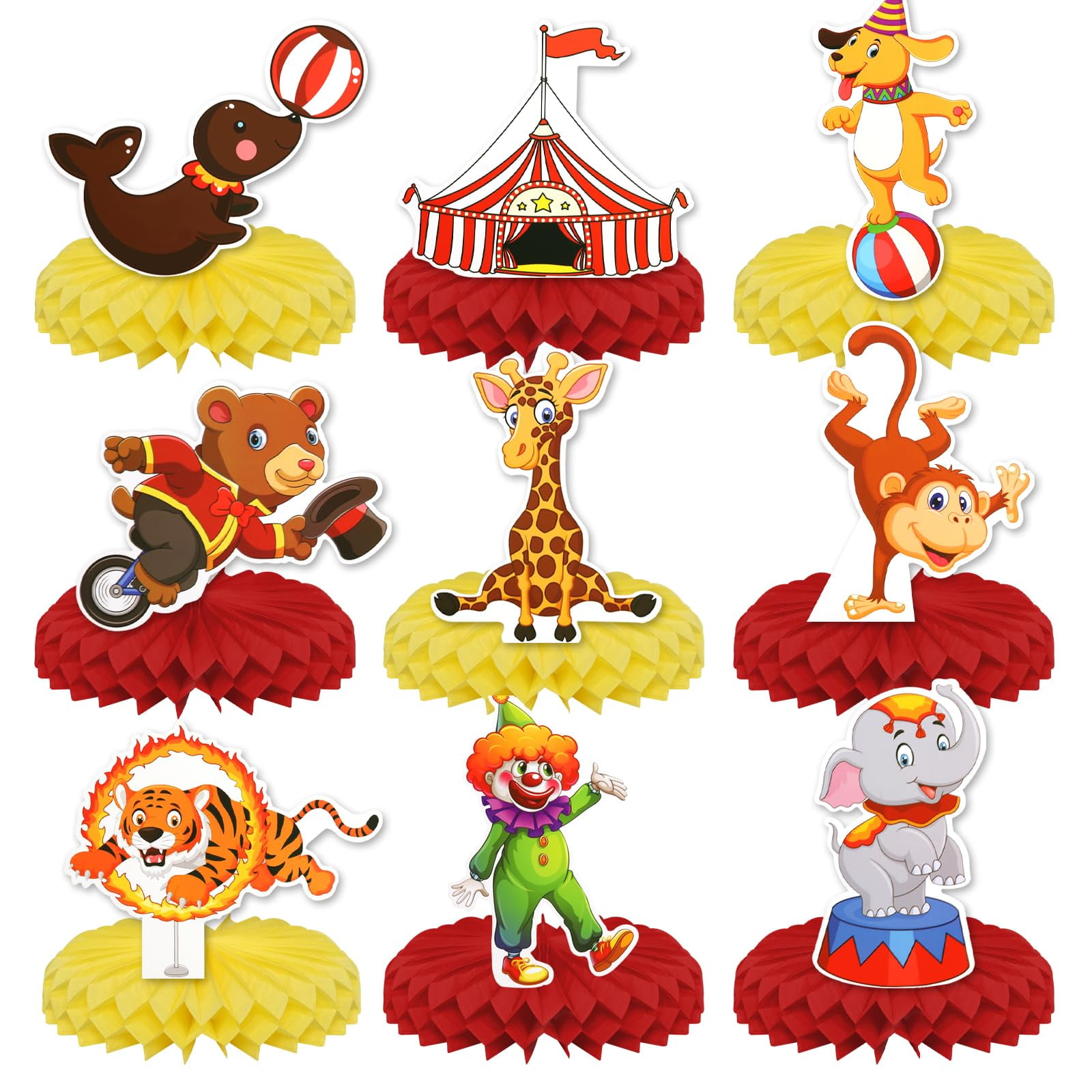 Carnival Circus Honeycomb Centerpieces, KSKSPE 9Pcs AIS1 Carnival ...