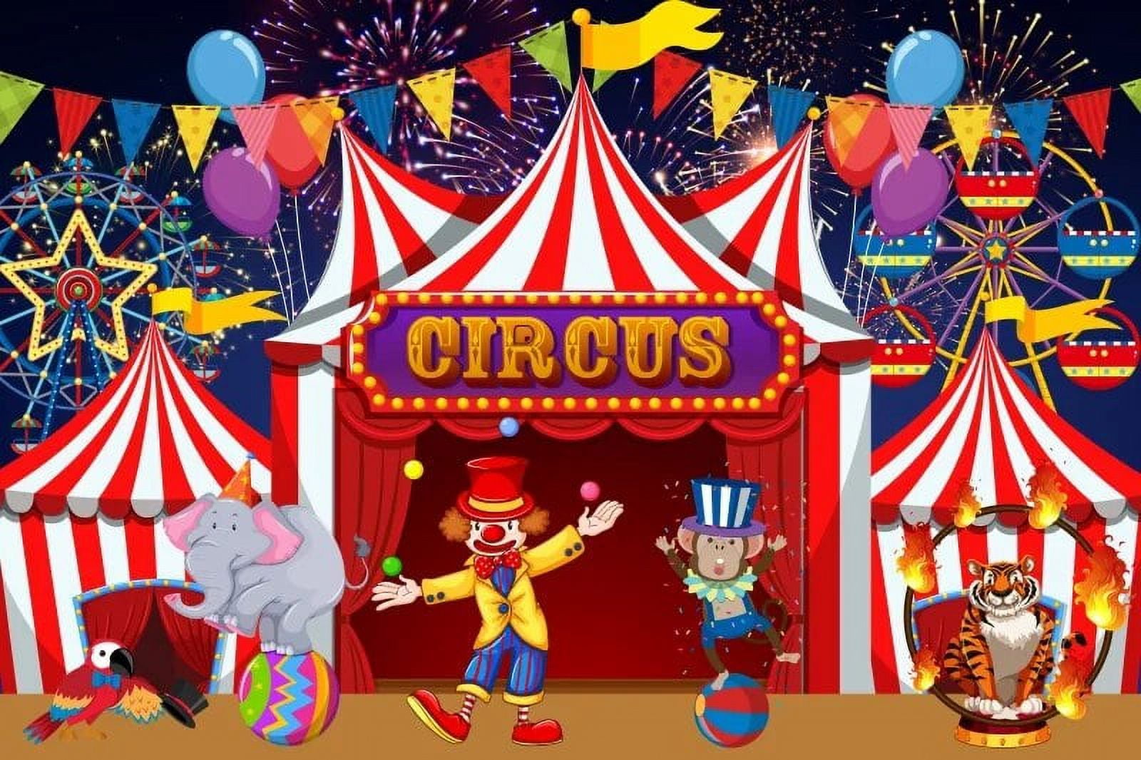 Carnival Circus Party Backdrop Circus Tent Carousel Ticket Child Kid Boy Baby Birthday Portrait ...
