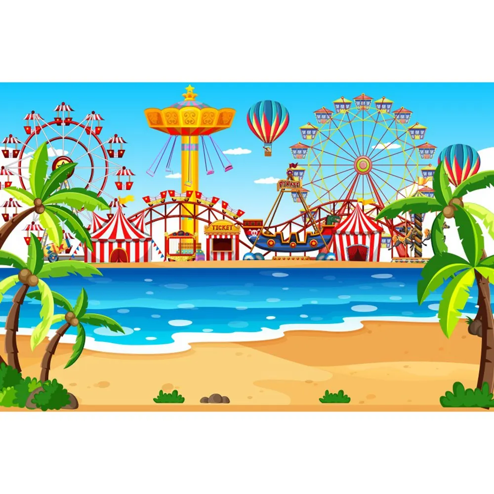 Carnival Circus Party Birthday ration Backdrop Ferris Wheel Amusemt ...