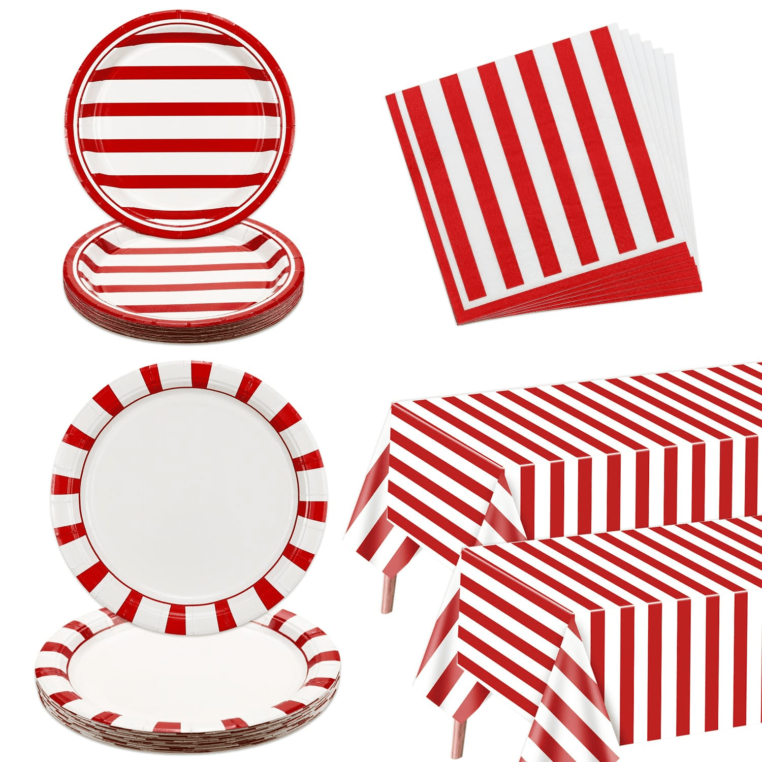 Carnival Circus Party Supplies, Red and White Strips Party Decorations ...
