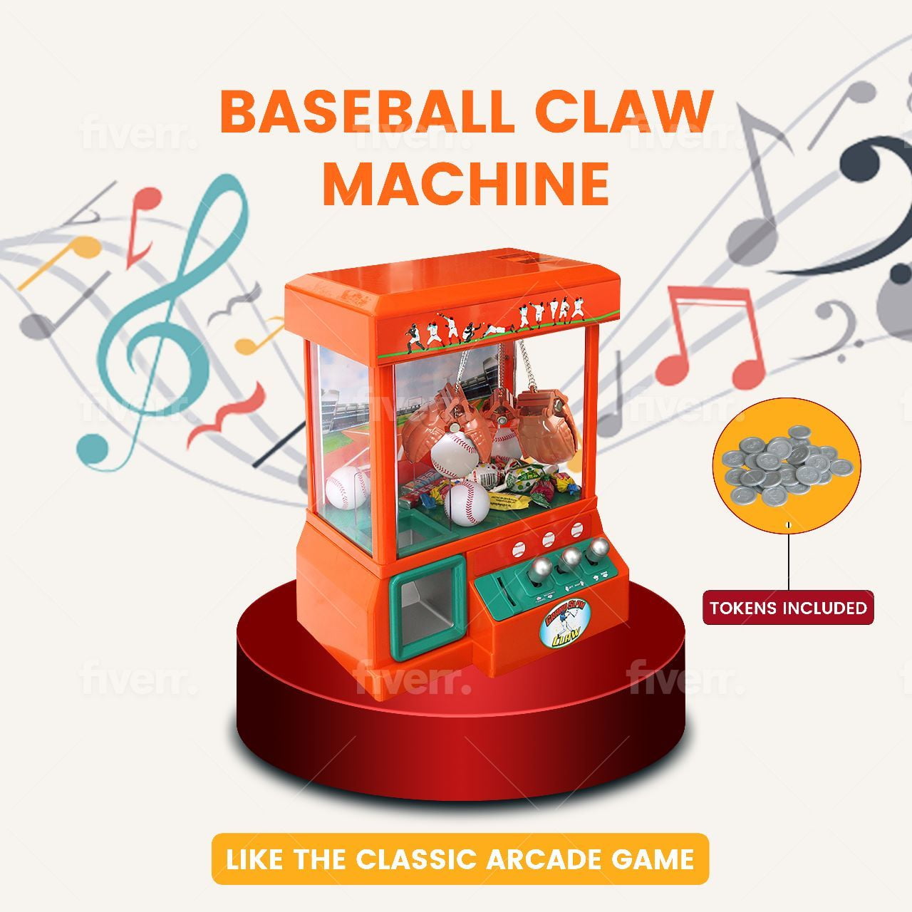 Free Shipping! Carnival Claw Machine for Kids - Crane Baseball Themed ...