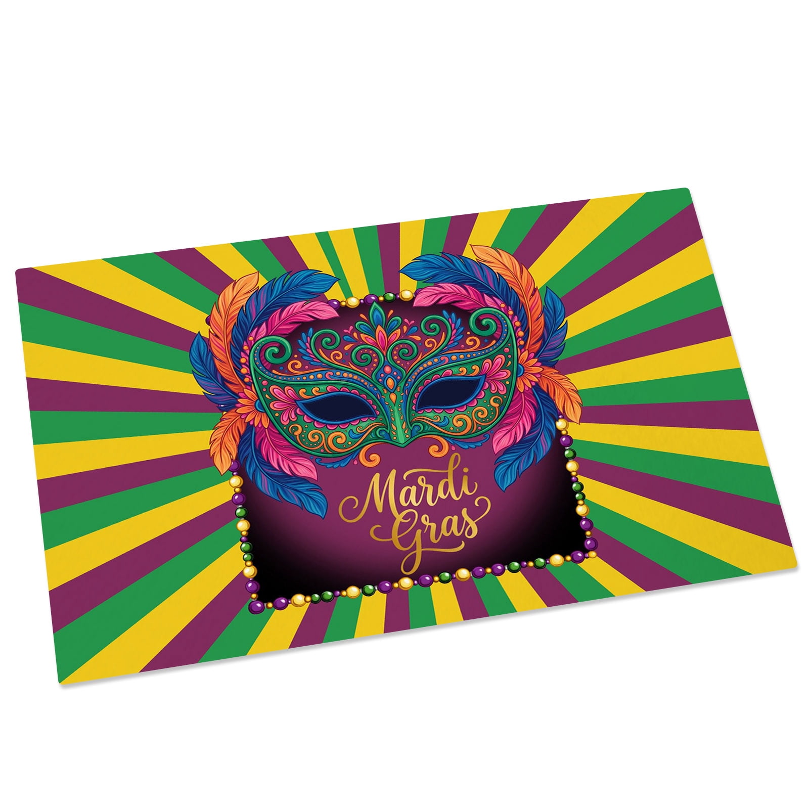 Carnival Door Mat 20x31.5 Inch Mardi Gras Feather Mask Colorful ...