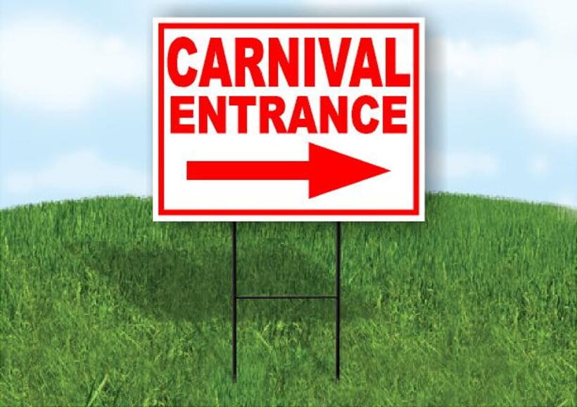 Carnival Entrance Right Arrow Red Single Sided Yard Sign Road Sign ...