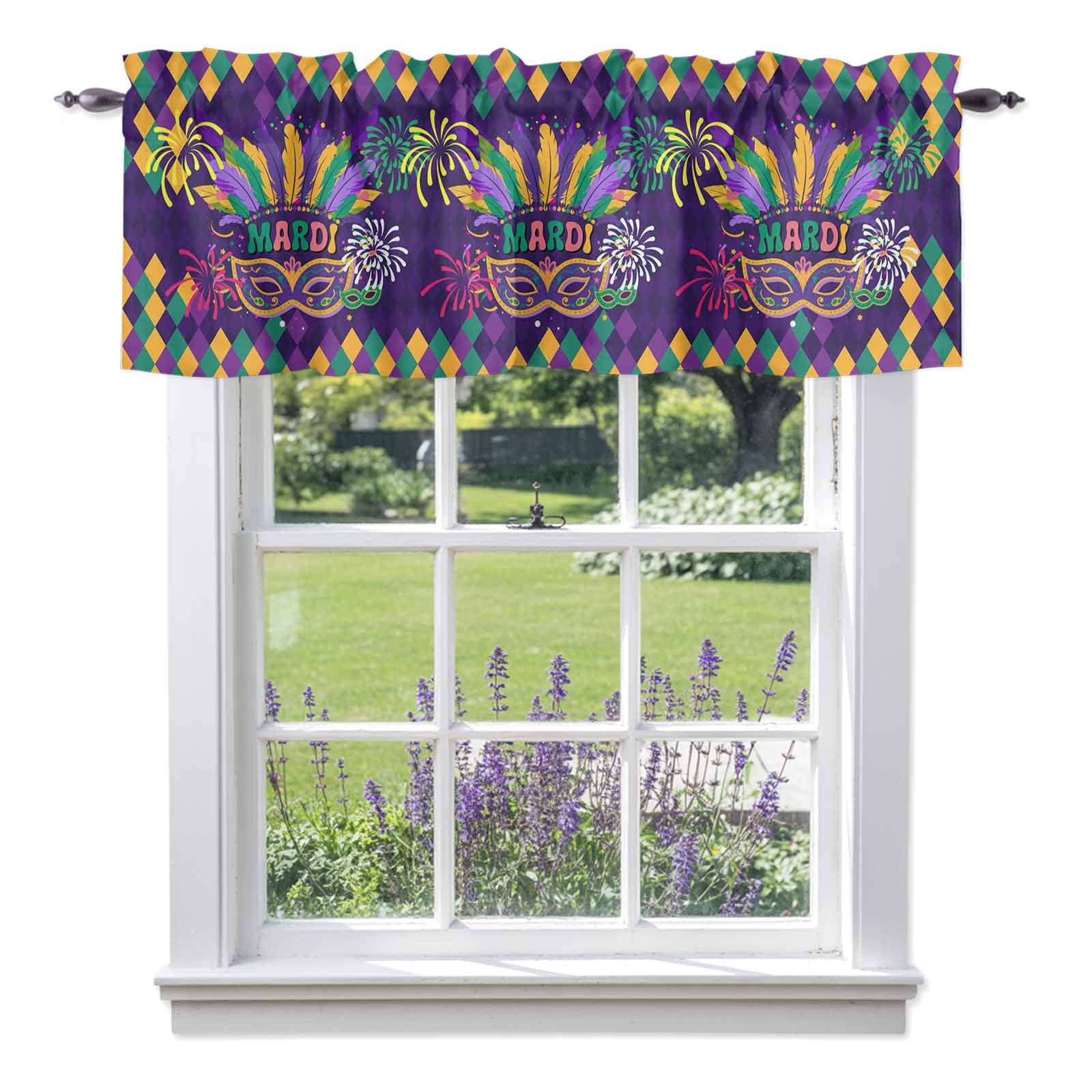 Carnival Ethnic Tribal Feather Valances for Windows,Kitchen Valance Rod ...