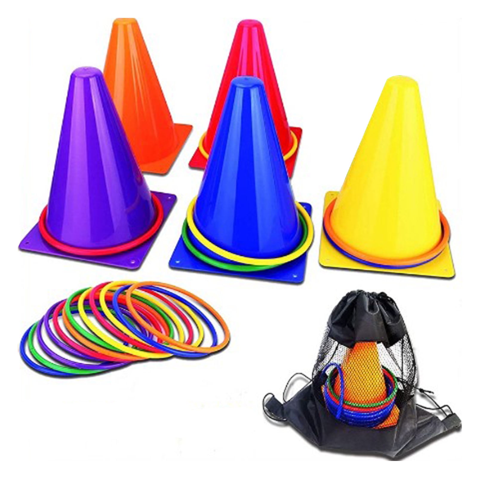 Carnival Games Set Propylene with Mesh Bag Traffic Cone Throwing Rings ...