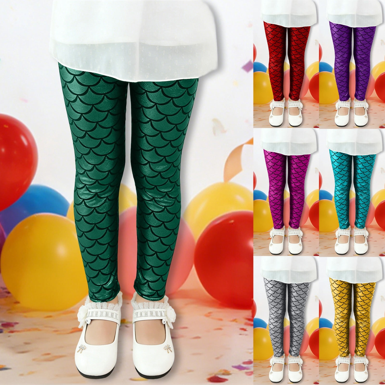 Carnival Girls Sequin Leggings Sparkly Scale Pattern Fitted Dance ...