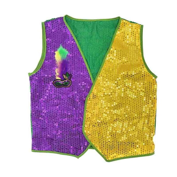 Carnival Gold Purple Green Sequined Vest Masquerade for Women Festival ...