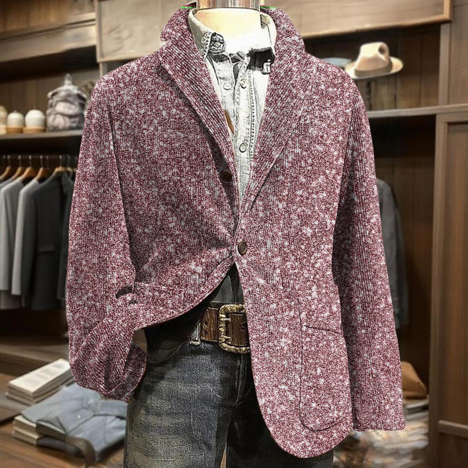 Carnival Jacket for Men Corduroy Jacket 2 Button Lightweight Vintage ...