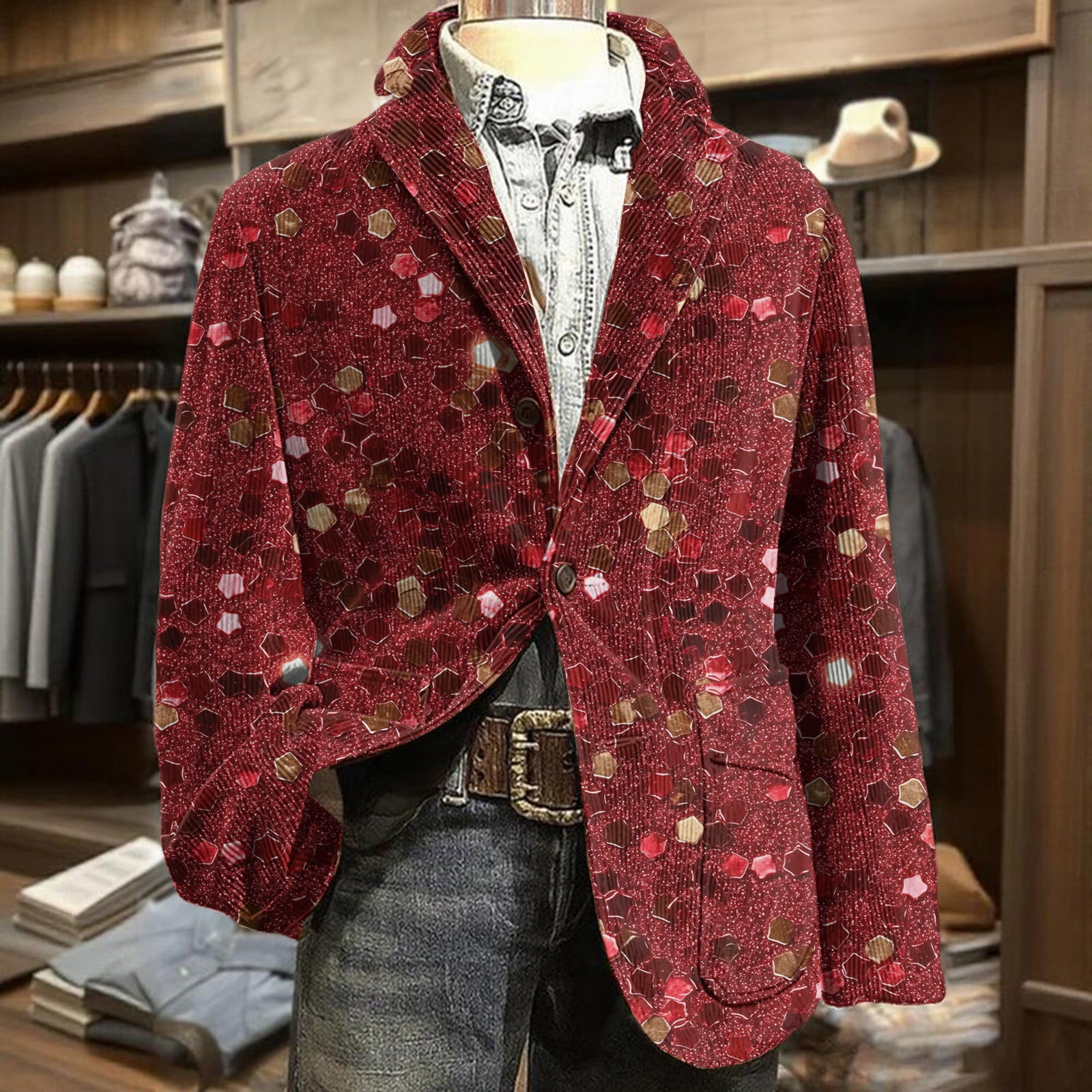 Carnival Jacket for Men Corduroy Jacket 2 Button Lightweight Vintage ...