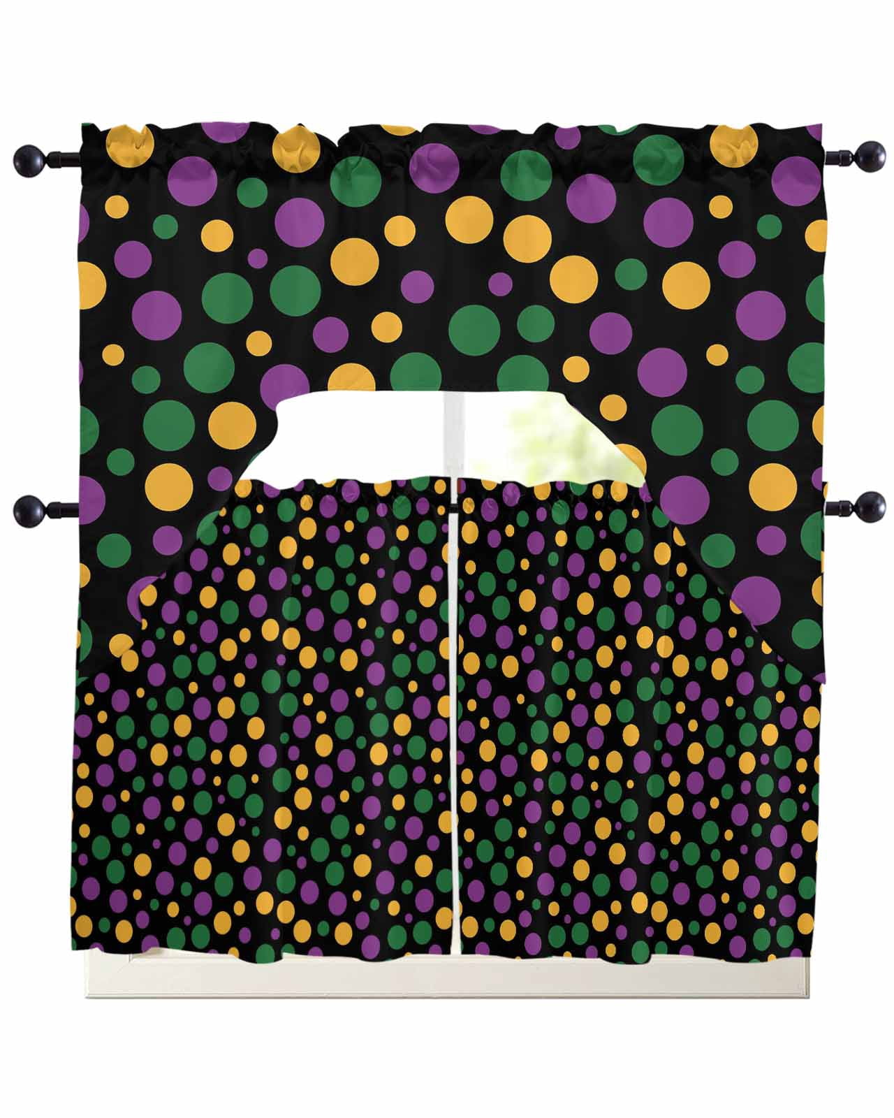Carnival Kitchen Curtains Sets 24 Inch Length with Valance, Modern ...