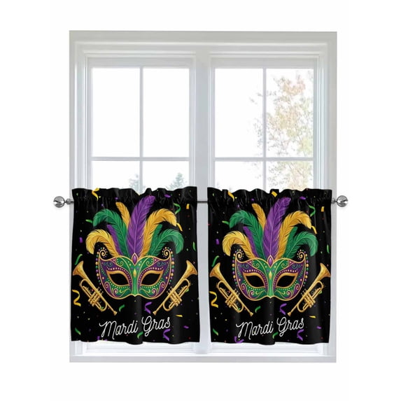 Carnival Kitchen Curtains Tier 36 Inch Length, Chic Purple Green ...